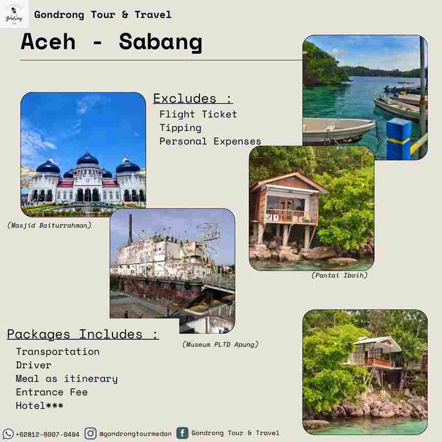 Paket Tour Aceh Sabang 4 Hari 3 Malam MURAH - Gondrong Tour Medan